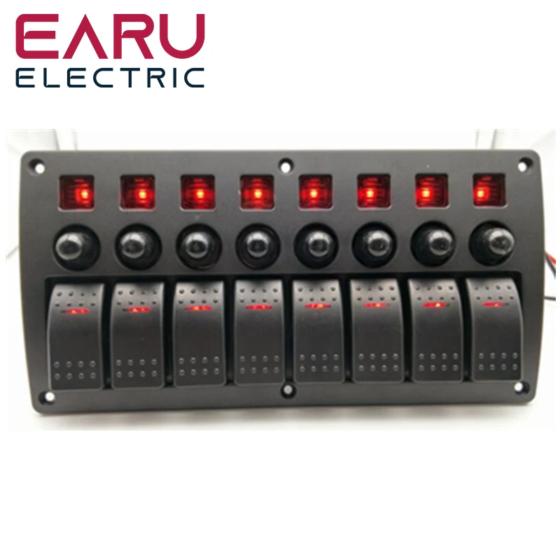 Car-Boat-Switch-Panel-12V-24V-8-Gang-Led-Rocker-Switch-Panel-Waterproof ...