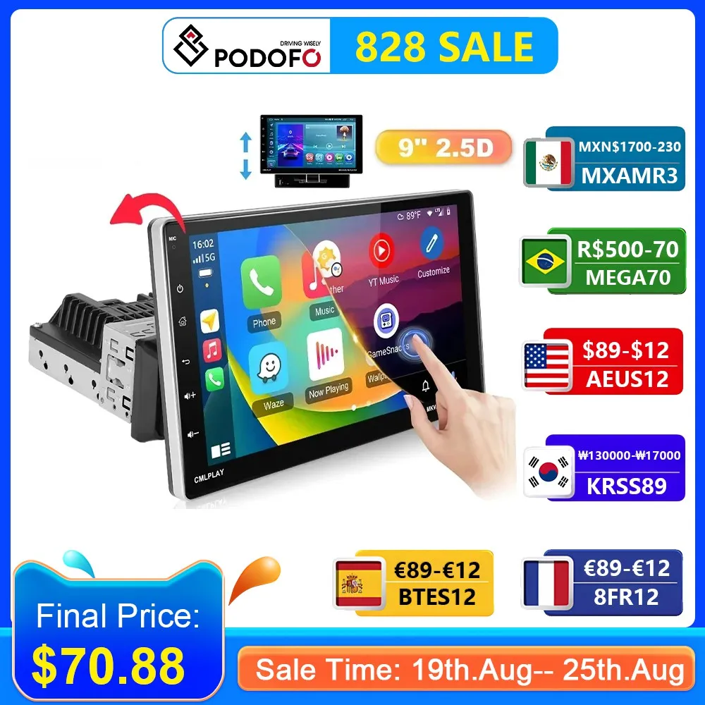 Podofo-Car-Stereo-Radio-9-1din-Android-13-Carplay-Android-auto-Car ...