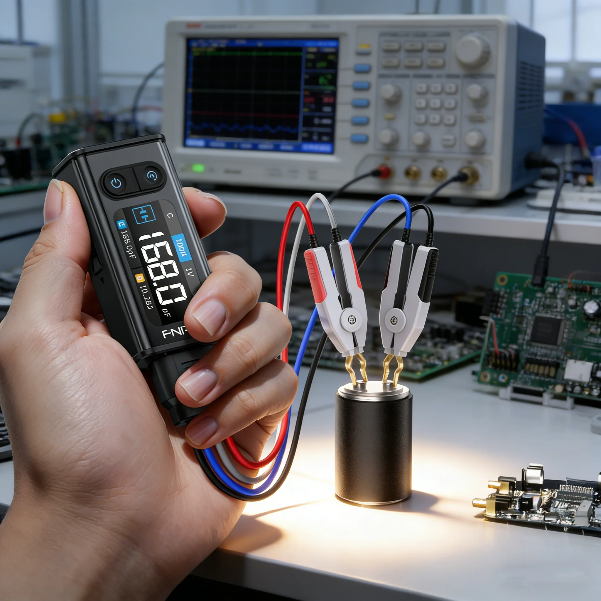 FNIRSI LCR-ST2 2-in-1 Digital Tweezer Bridge LCR ESR Meter SMD Test ...