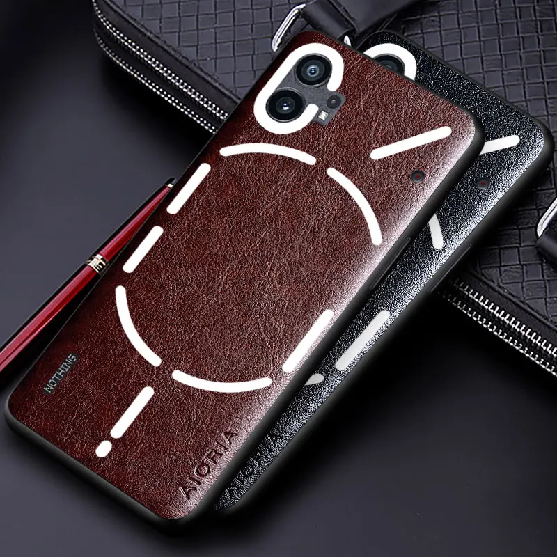 Luxury leather Case for Nothing Phone 1 funda Business solid color Soft ...