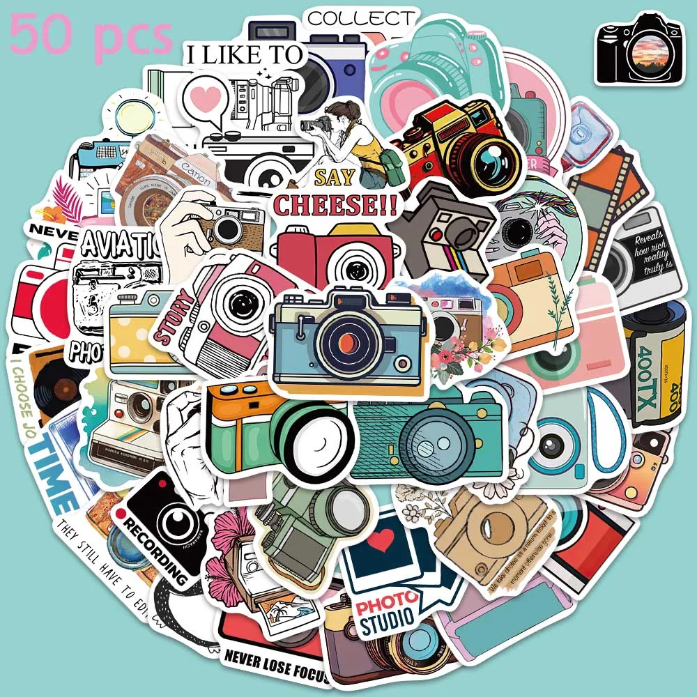 50pcs-Cartoon-Photographer-Camera-Stickers-Aesthetic-Graffiti-Decals ...