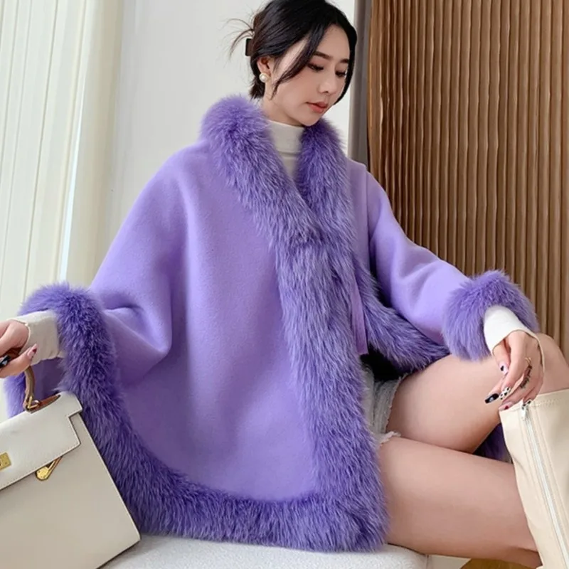 Zdfurs*autumn And Winter New Pure Wool Woolen Short Coat Fox Fur Collar ...
