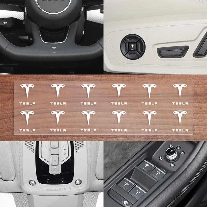 Car Window glass lift button sticker Steering Wheel Decals For Tesla ...