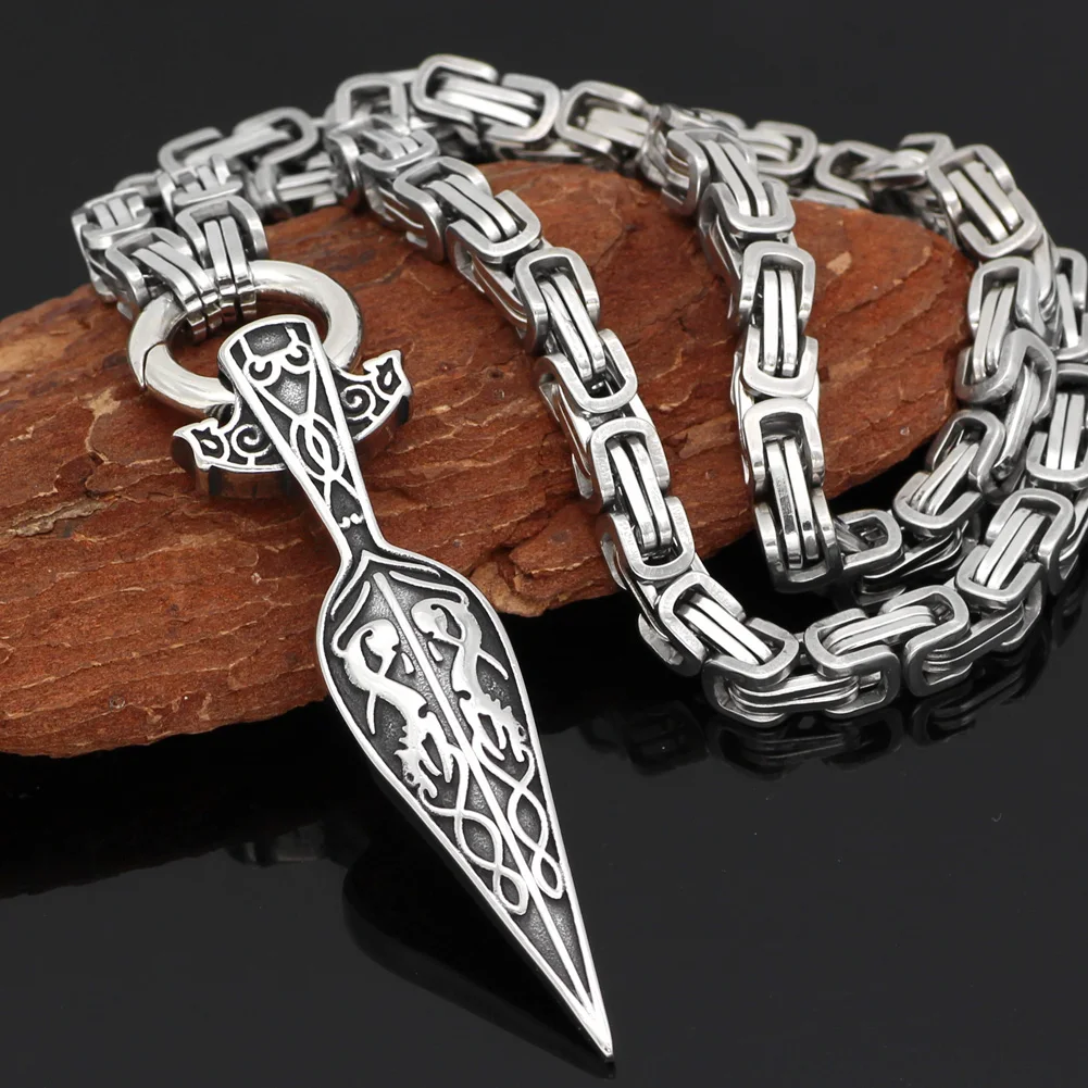 odin Gungnir Jormungandr rune staininless steel pendant necklace - king ...