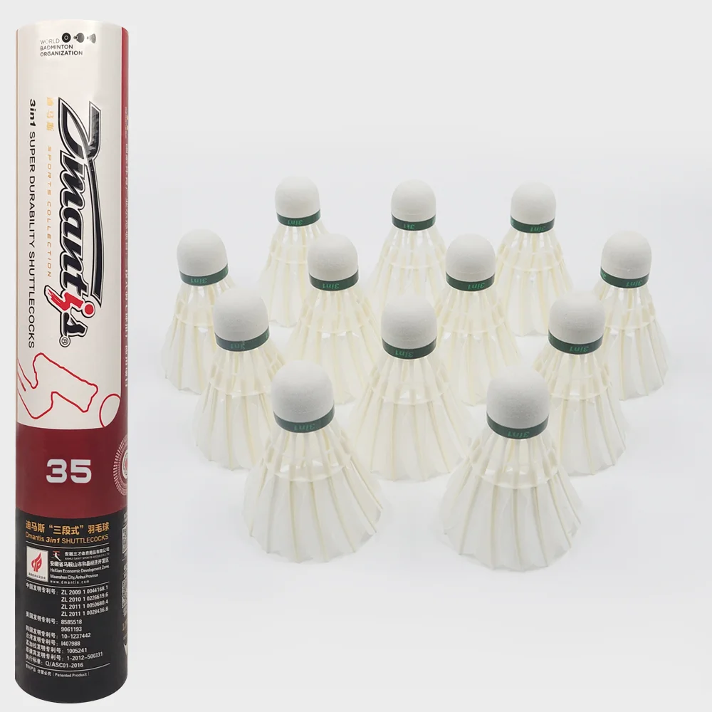 12Pcs Dmantis D35 3in1 Durable Hybird Feather Shuttlecocks Birdies ...