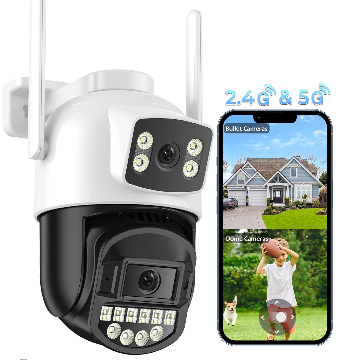4K 8MP 5GHz WiFi Dual Lens Surveillance Camera with AI Human Detection ...