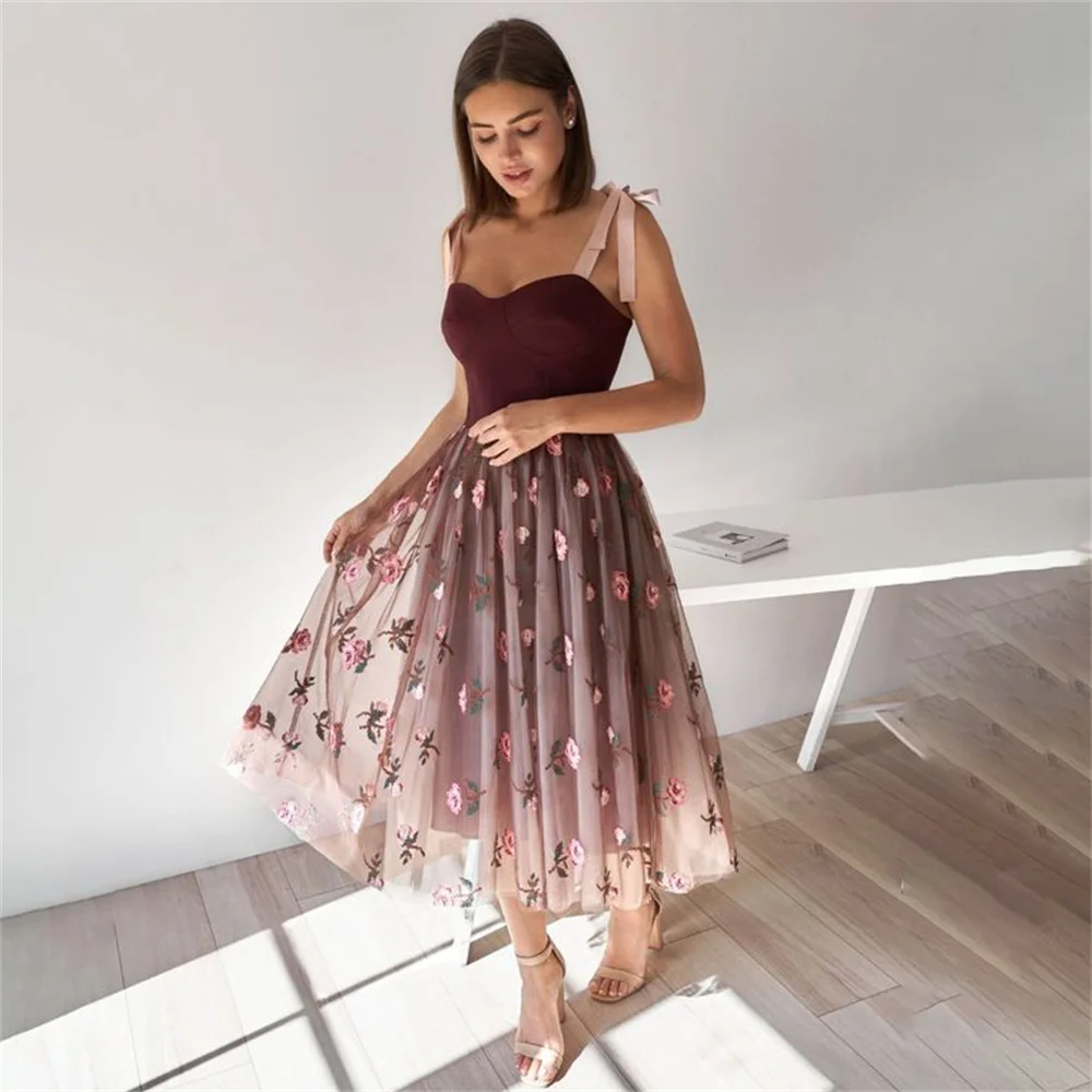 Customized Short Prom Dress For Women Sleeveless Tulle 3D Flowers ...