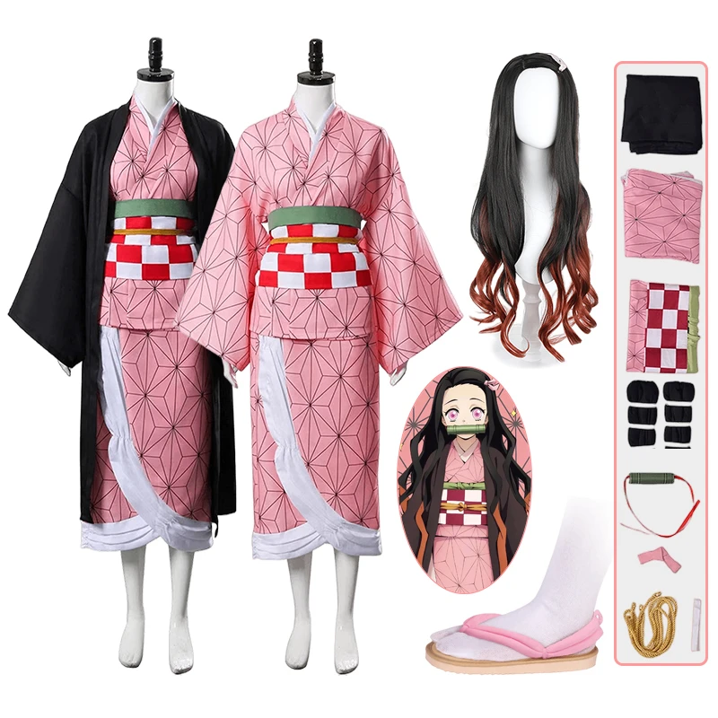 Anime-Nezuko-Cosplay-Kamado-Nezuko-Cosplay-Costume-Nezuko-Wig-Uniform ...