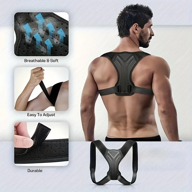 Posture Corrector Back Support Brace with Adjustable Stretch Strap ...