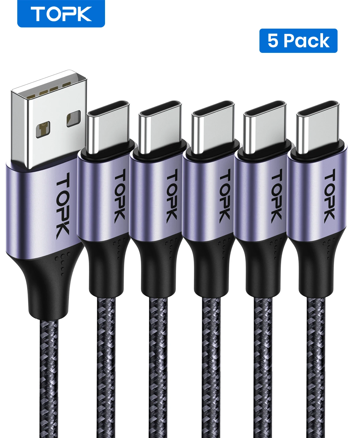 Cable-USb-Type-C-TOPK-5-Pack-USB-Type-C-Fast-Charger-3A-Braided-Nylon ...