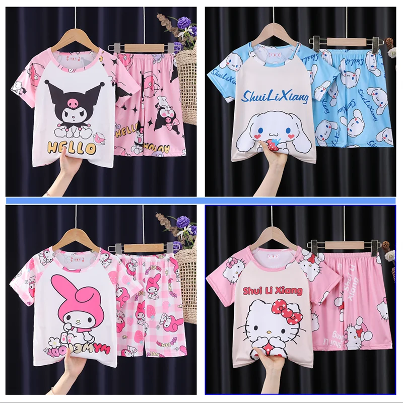 Sanrio bambini pigiama Kawaii Anime Mymelody Kuromi Cinnamoroll ragazza ...