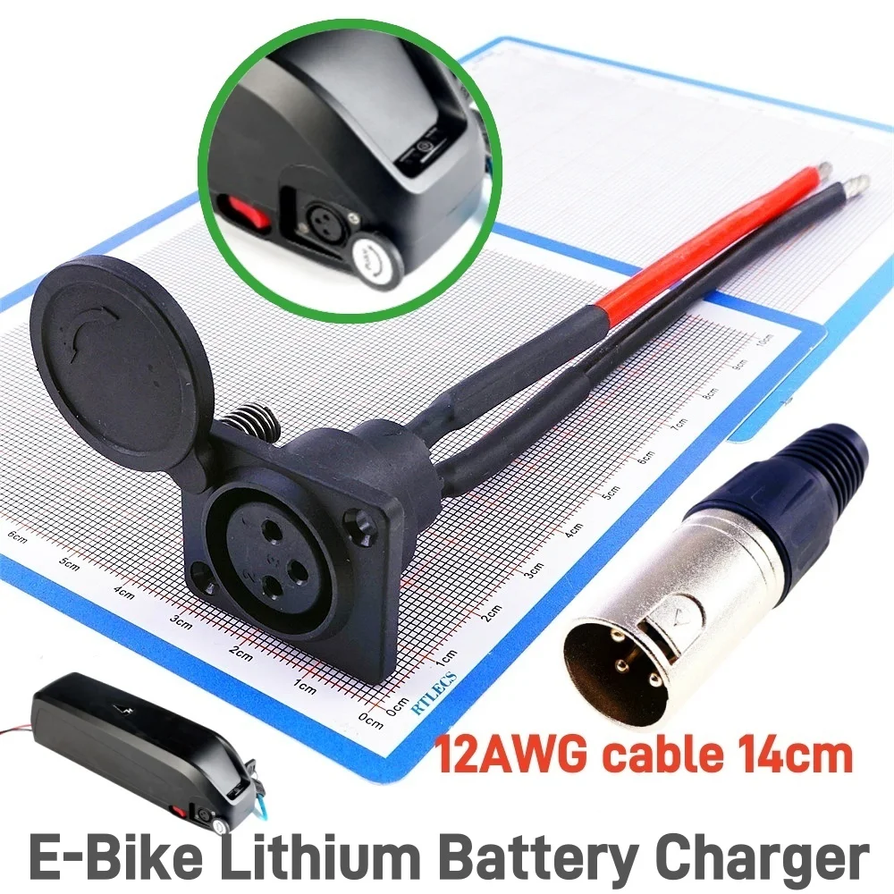 3Pin XLR Lithium Battery Charger Port Inline Plug Adapter Connector ...