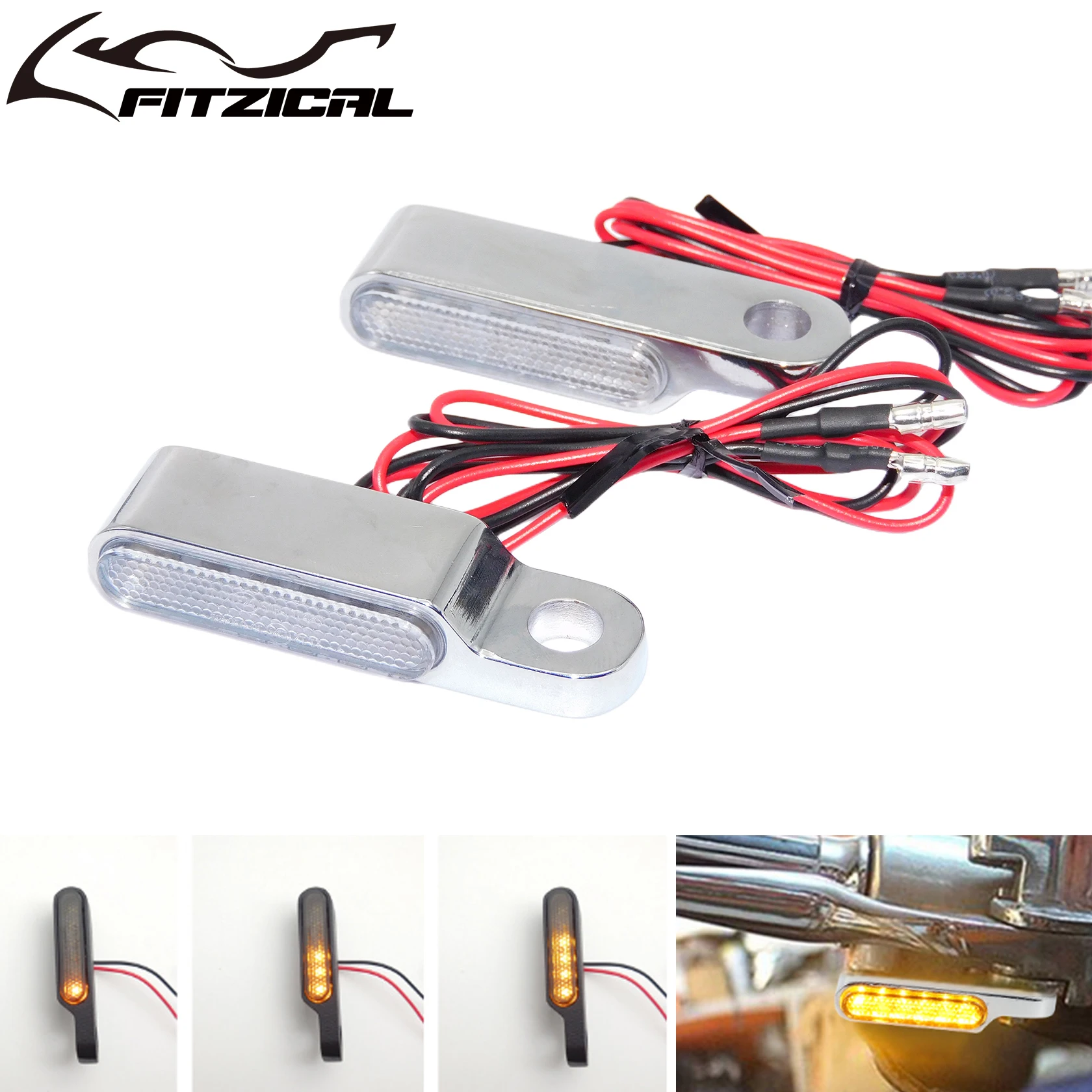 Motorcycle-Chrome-Indicators-6LED-Running-Light-Handlebar-Flowing-Amber ...