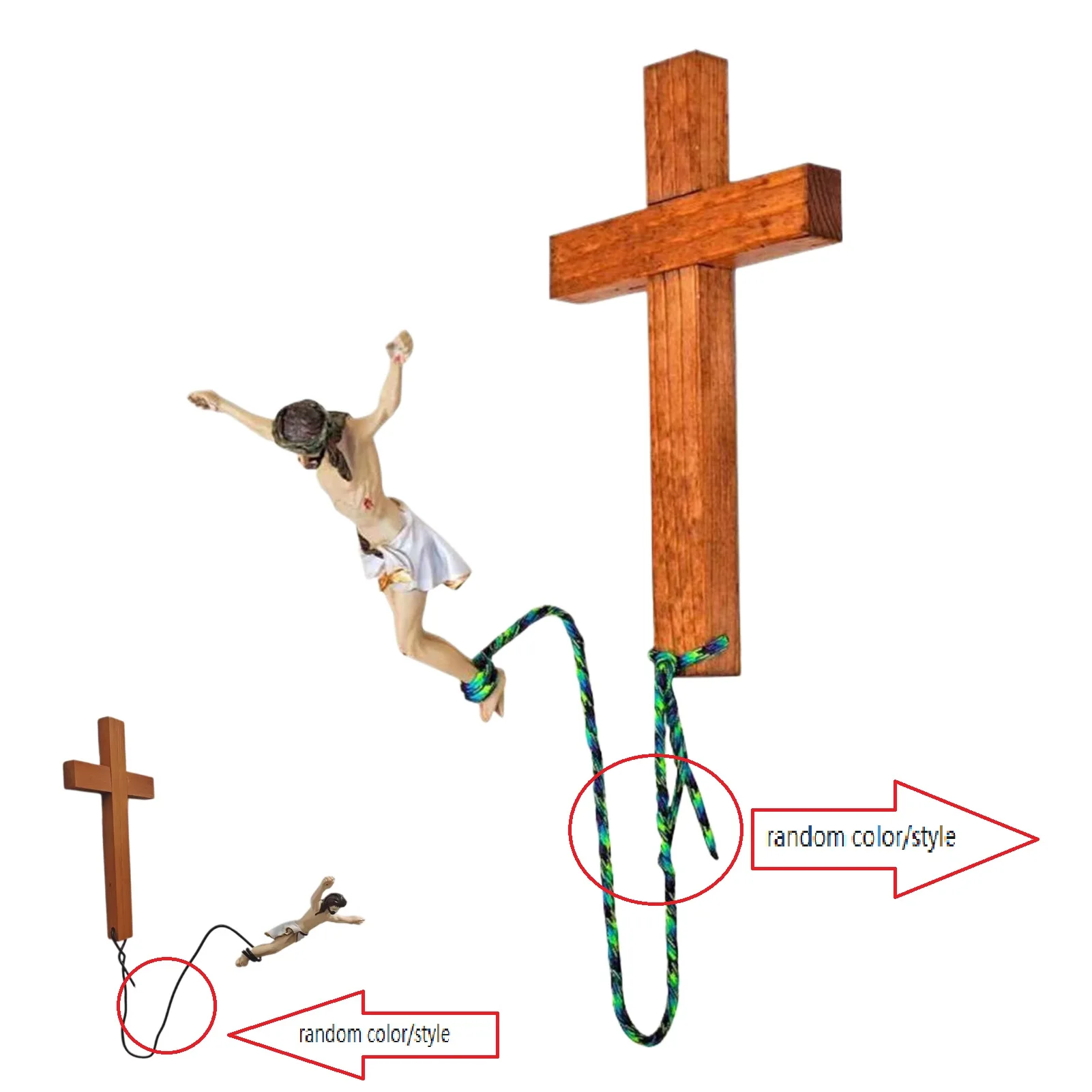 Bungee Jesus Crucifix Wall Art Decor Jumping Jesus Resin Figurine ...
