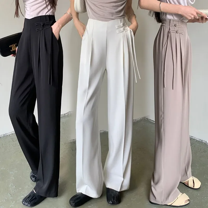 New-Chinese-Style-Casual-High-waisted-Draped-Bell-Bottoms-Cross-border ...