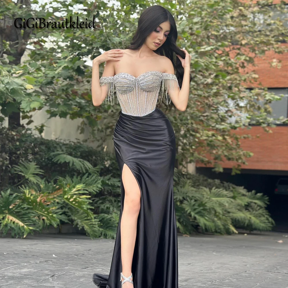 GiGiBraut-Charming-Mermaid-Prom-Dress-For-Women-Satin-Pleated-Crystals ...