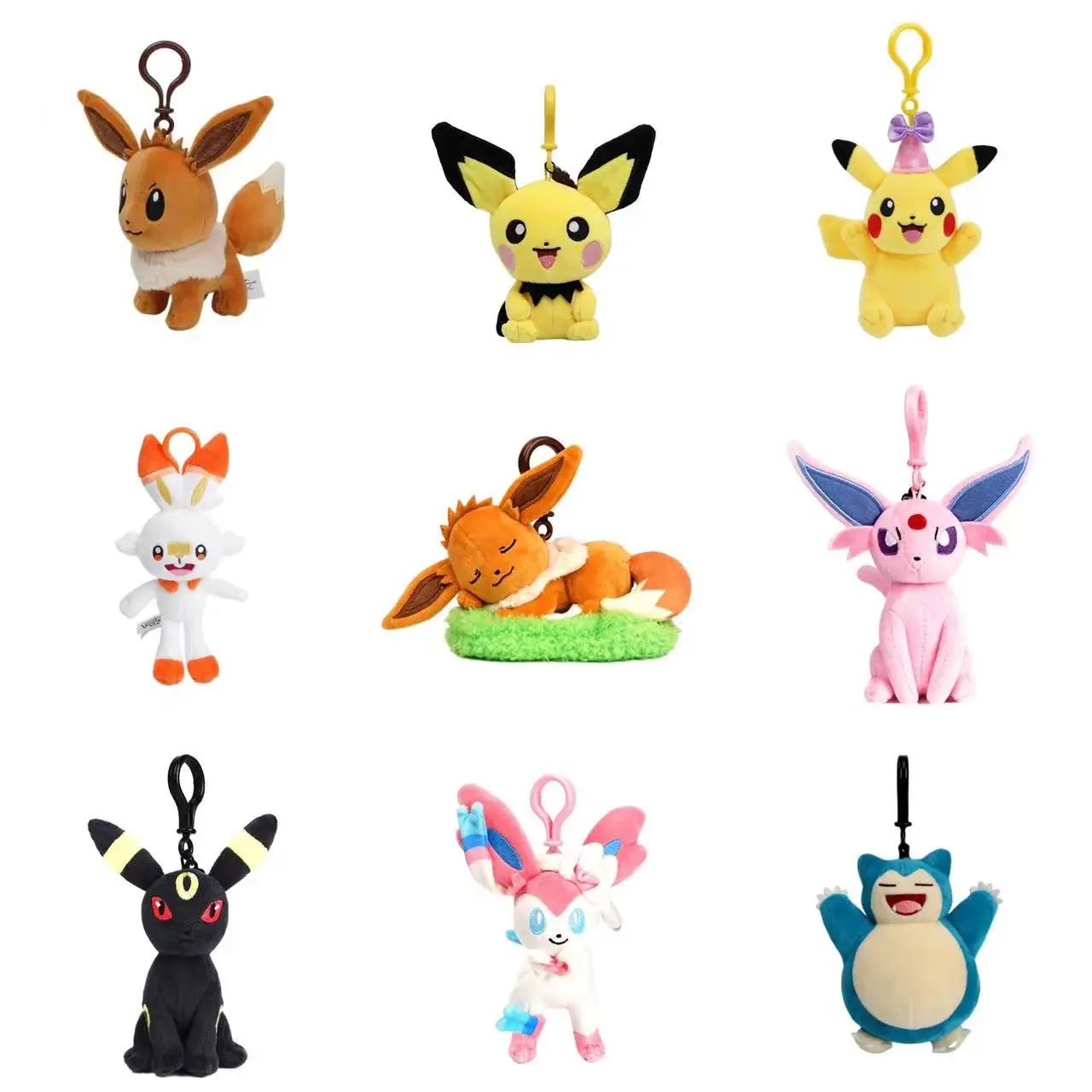Pokemon-Plush-Keychains-Eevee-Umbreon-Snorlax-Espeon-Sylveon-Piplup ...