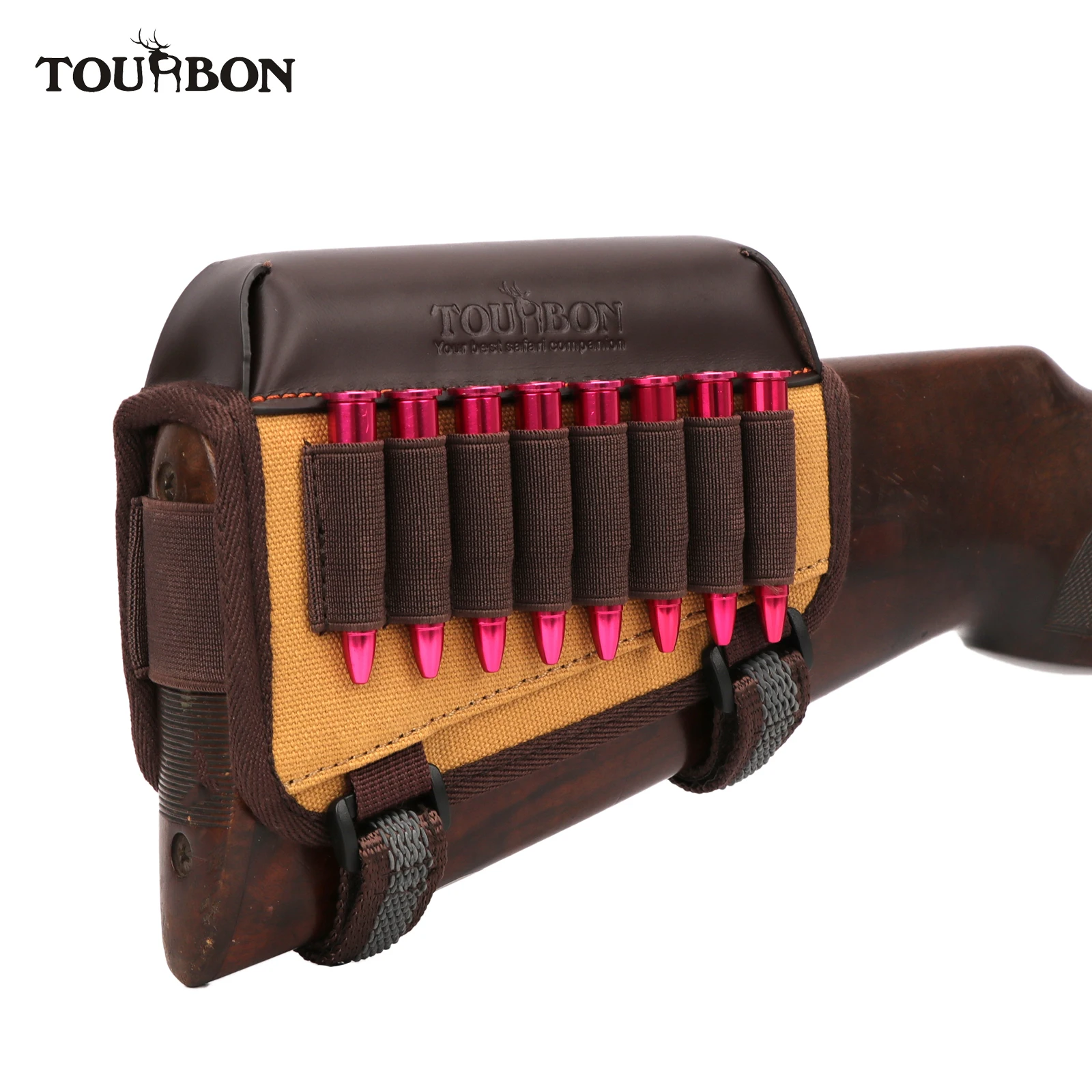 Tourbon Real Leather Rifle Cartridge Holder Buttstock Cheek Rest Pad ...