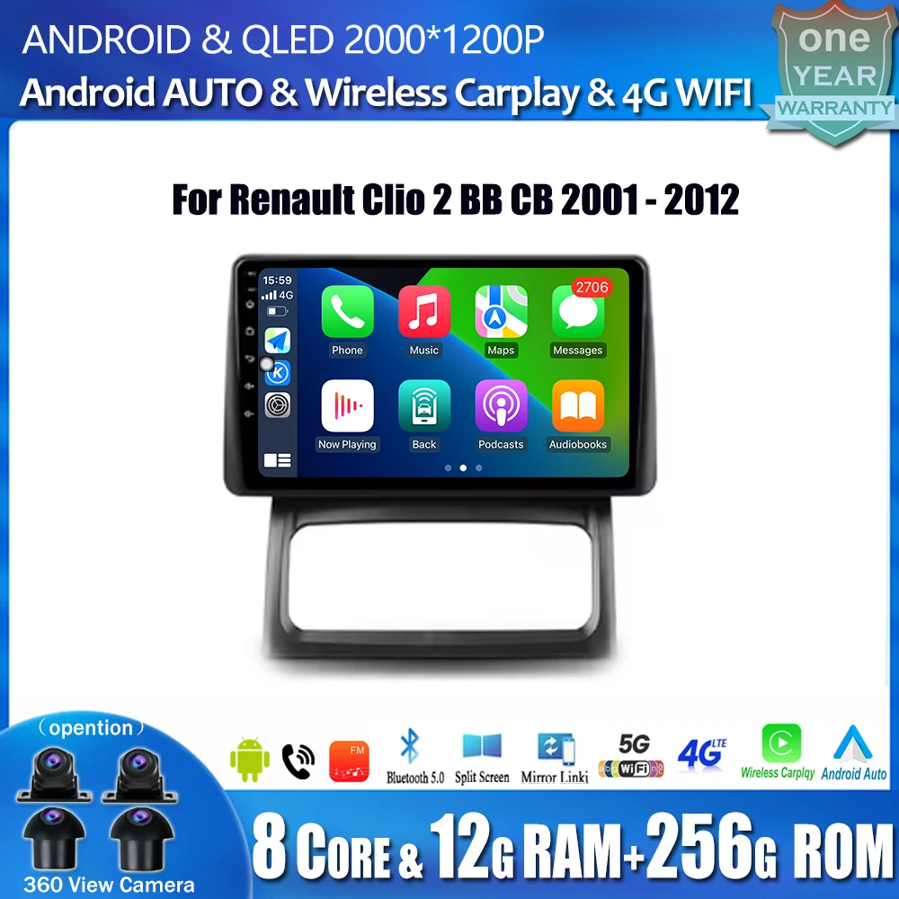 For-Renault-Clio-2-BB-CB-2001-2012-Car-Radio-Carplay-Navigation-GPS ...