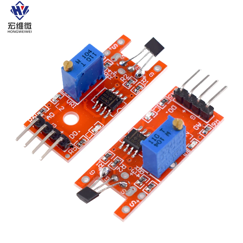 Ky 024 Arduino 용 4 핀 선형 자기 홀 센서 보드 스위치 속도 계산 홀 센서 모듈 Diy 스타터 키트반도체 집적 5465