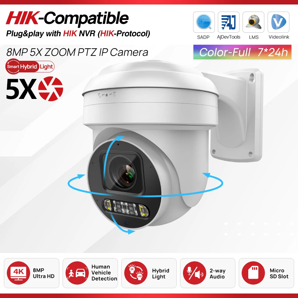Summer-Sale-Hikvision-Compatible-8MP-ColorVu-PTZ-IP-Camera-5X-Zoom ...