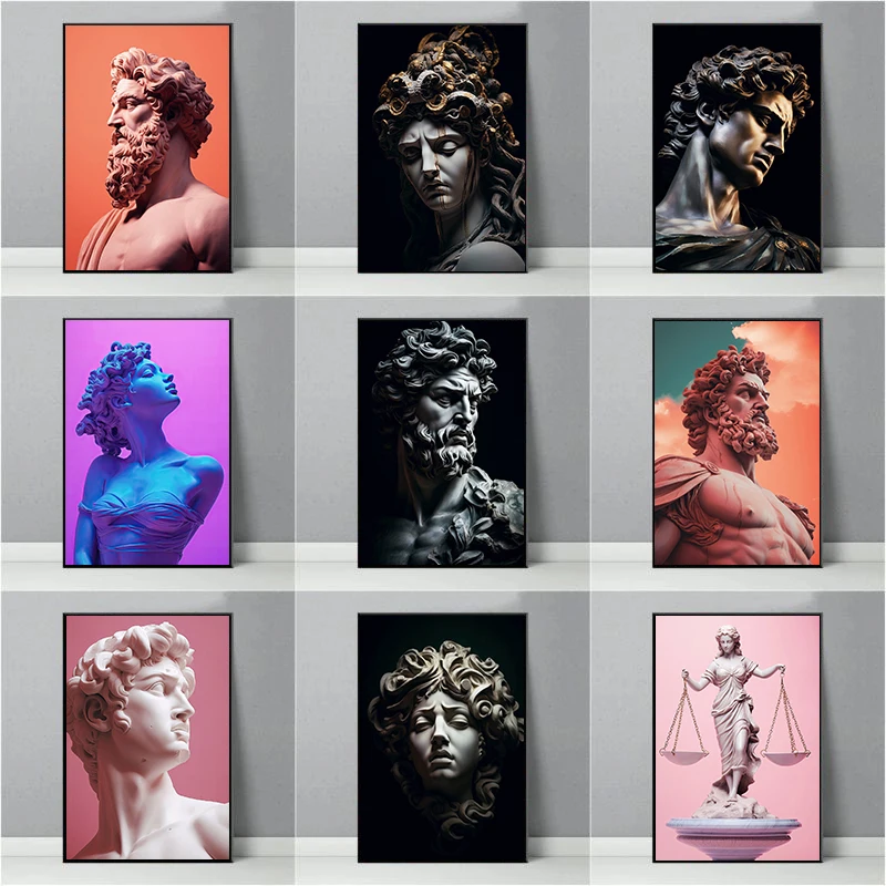 Greek Mythology Statue Poster Medusa Zeus Dike Poseidon Atlas Venus ...