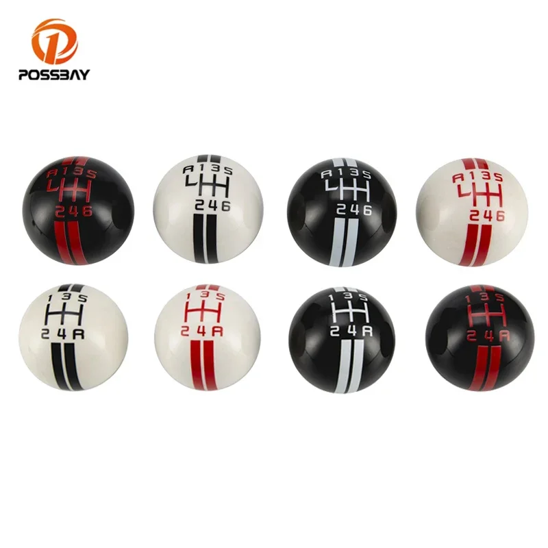 POSSBAY Universal Car Gear Shift Knob 5/6 Speed Gear Knobs Black White ...