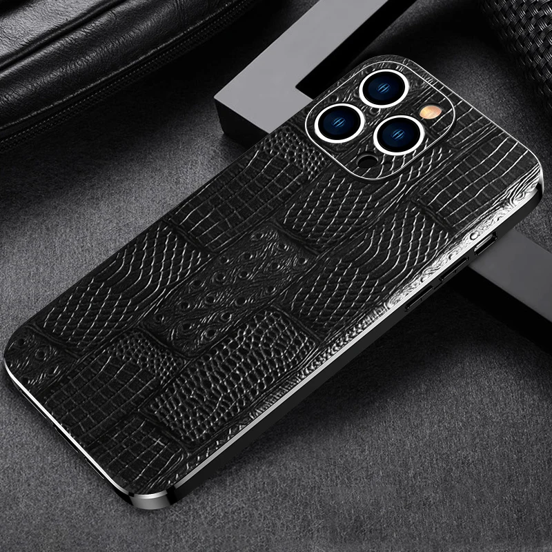 Luxury Genuine Leather Phone Case with Soft Edges and Shockproof Camera ...