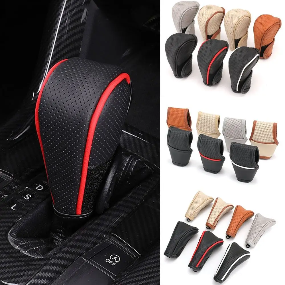 Universal Car Gear Shift Cover Genuine Leather Non-Slip Gear Shifter ...