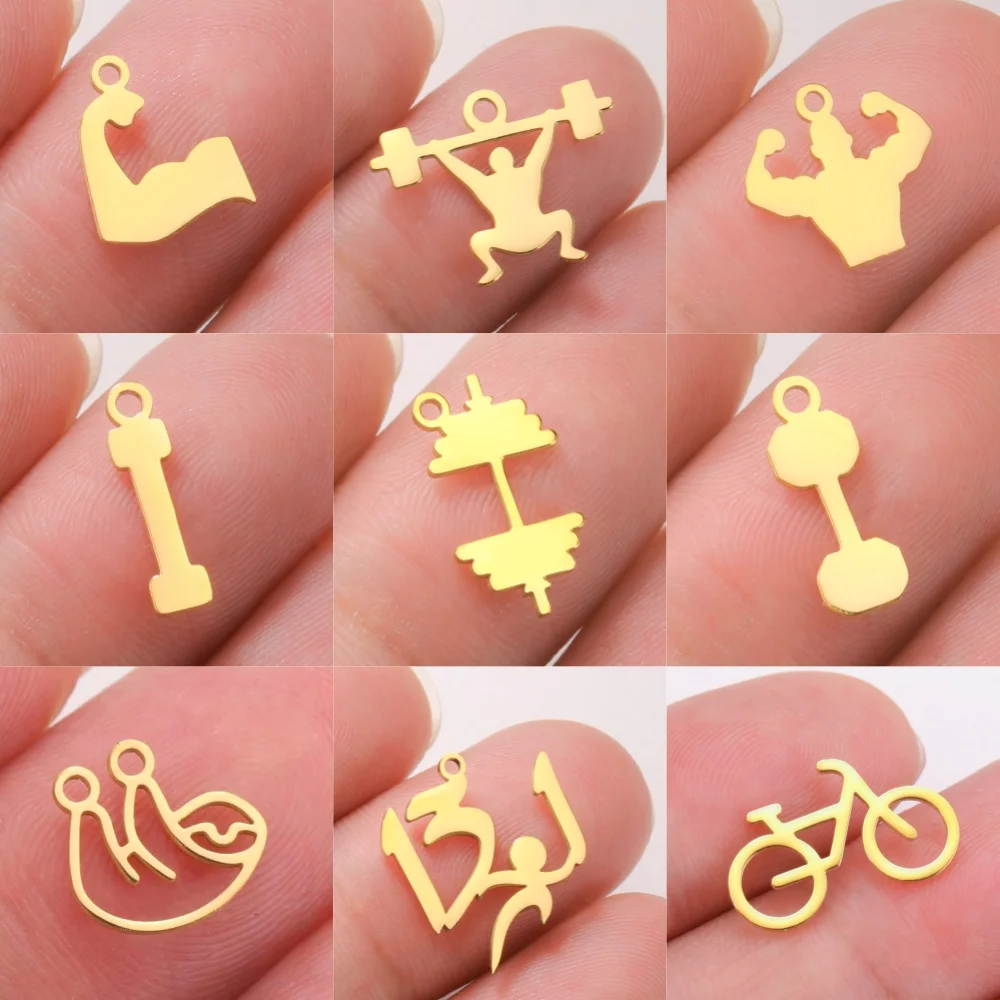 EUEAVAN-5pcs-Strong-Muscle-Men-Dumbbell-Stainless-Steel-Charms-Fitness ...