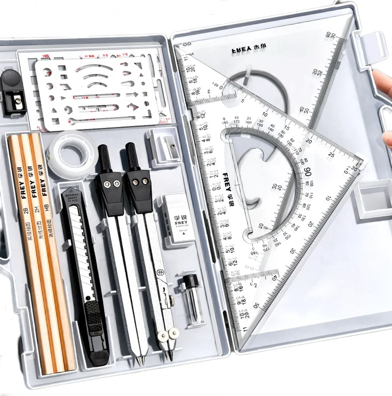 21pcs-Compass set for drawing, ruler set for engineering drawing ...