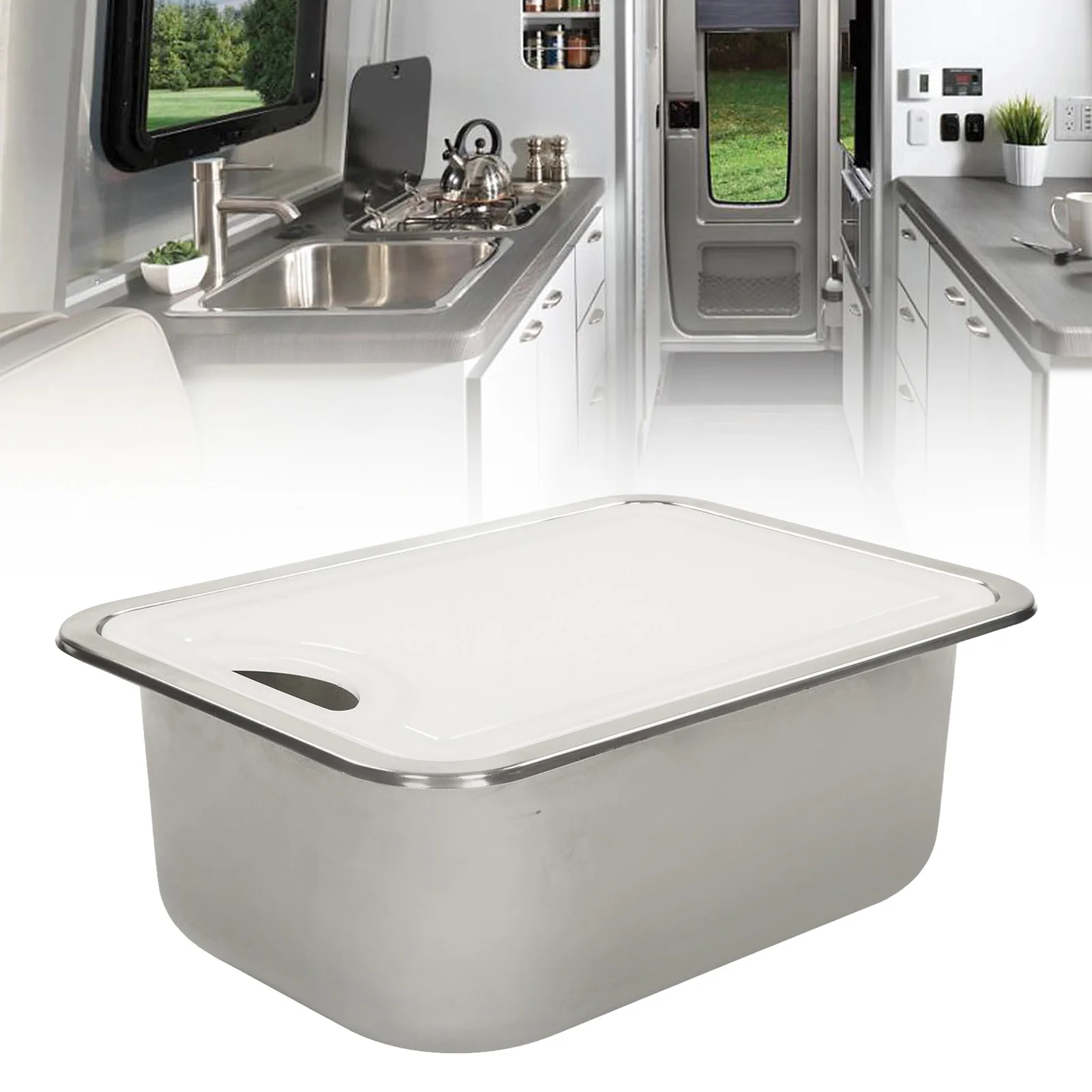 RV Sink Kit Stainless Steel Hand Wash Basin With Acrylic Chopping Board ...