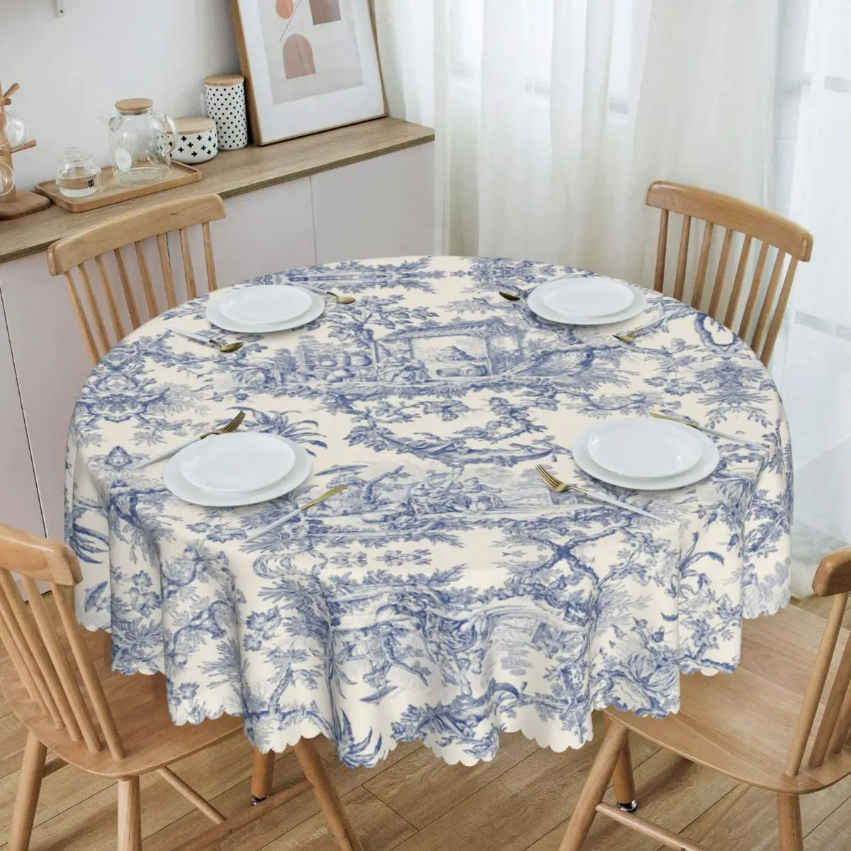 Round-Fitted-Toile-De-Jouy-Patterns-Table-Cloth-Waterproof-Tablecloth ...