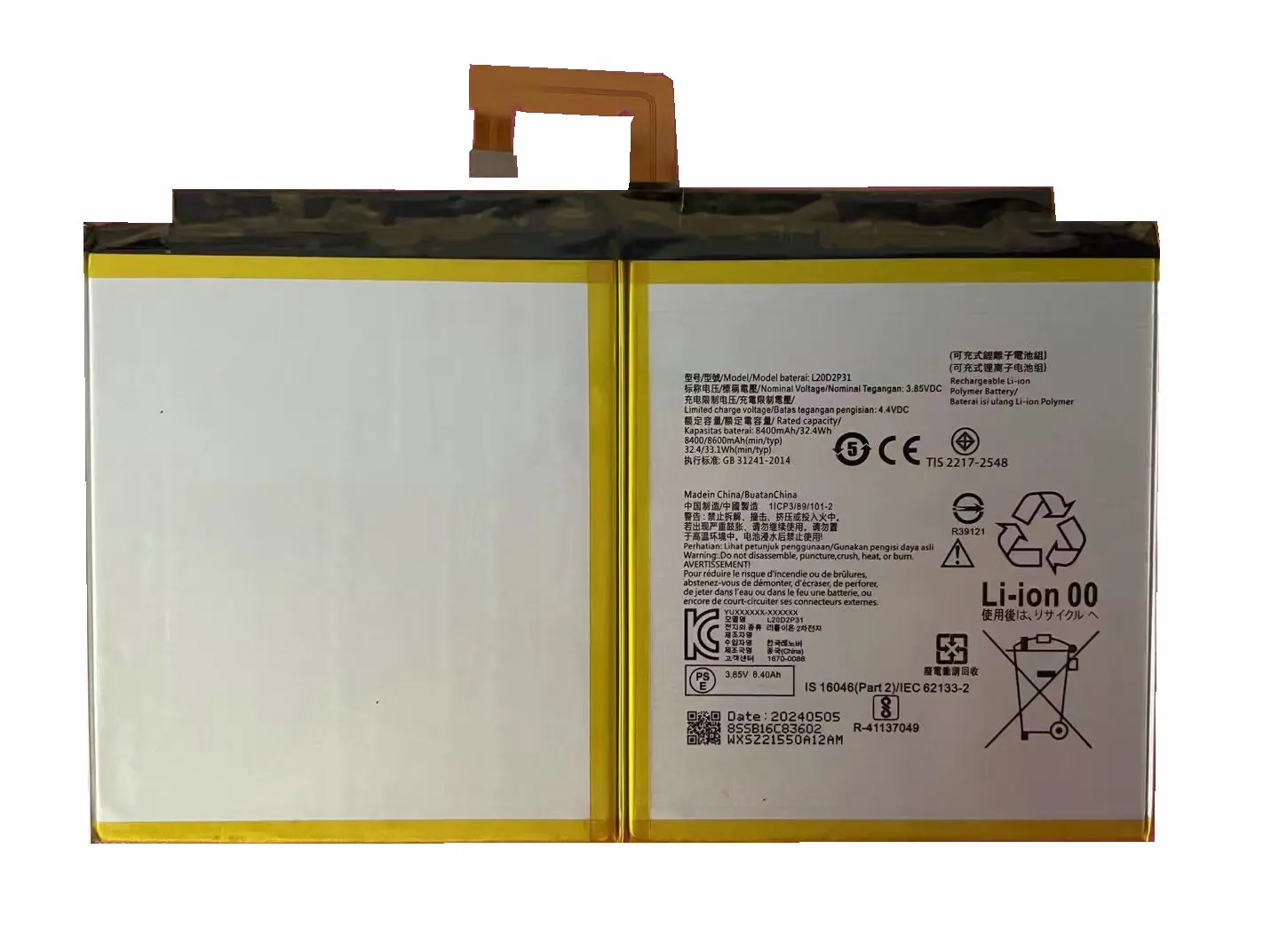 1x 8600mAh /32.4Wh L20D2P31 Battery For Lenovo Tab P11 Pro TB-J706F TB ...