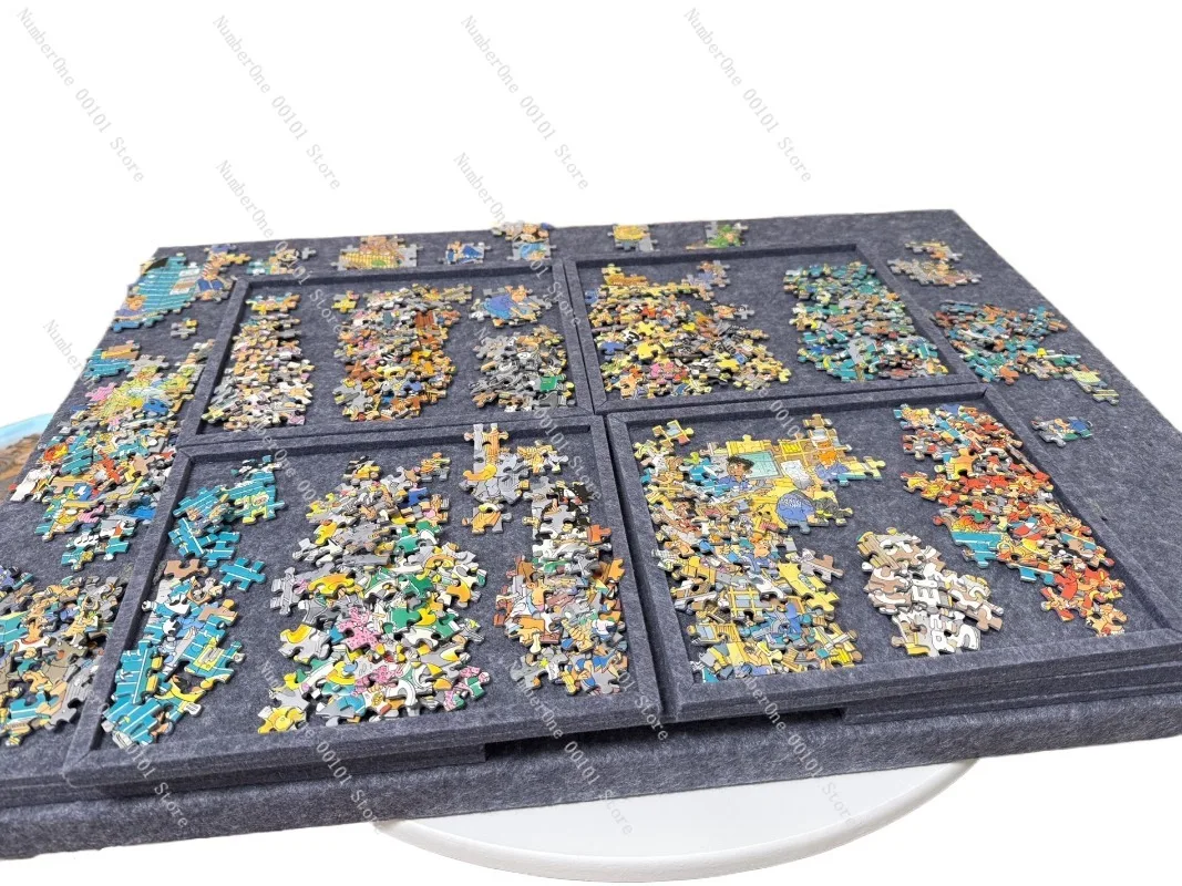 Large Folding Puzzle Table with Adjustable Stand and 6 Storage Drawers ...