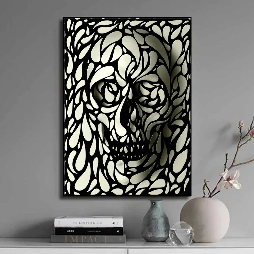 Black And White Abstract Skulls