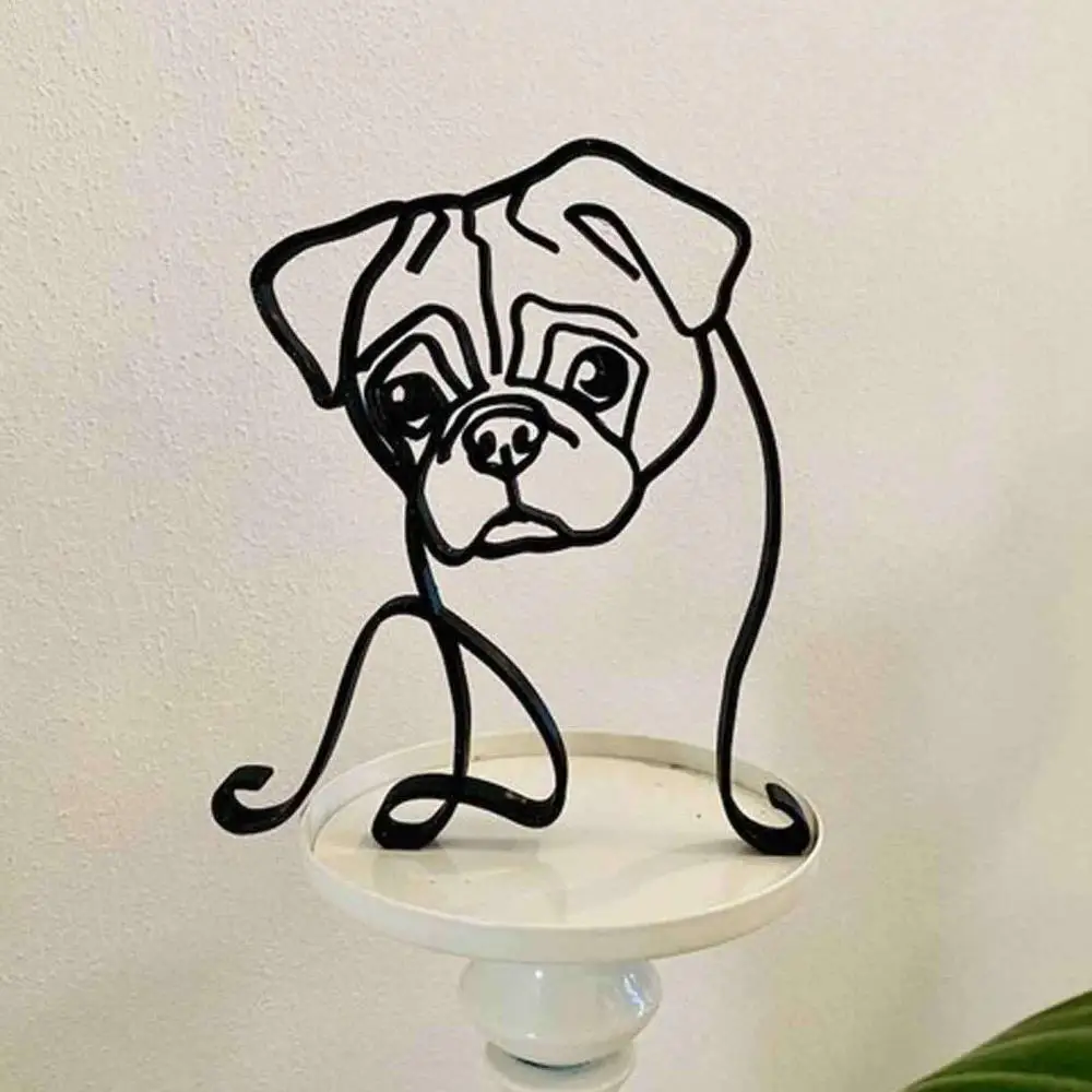 Wrought-Iron-Dog-Art-Sculpture-Modern-Minimalist-Dog-Metal-Ornaments ...