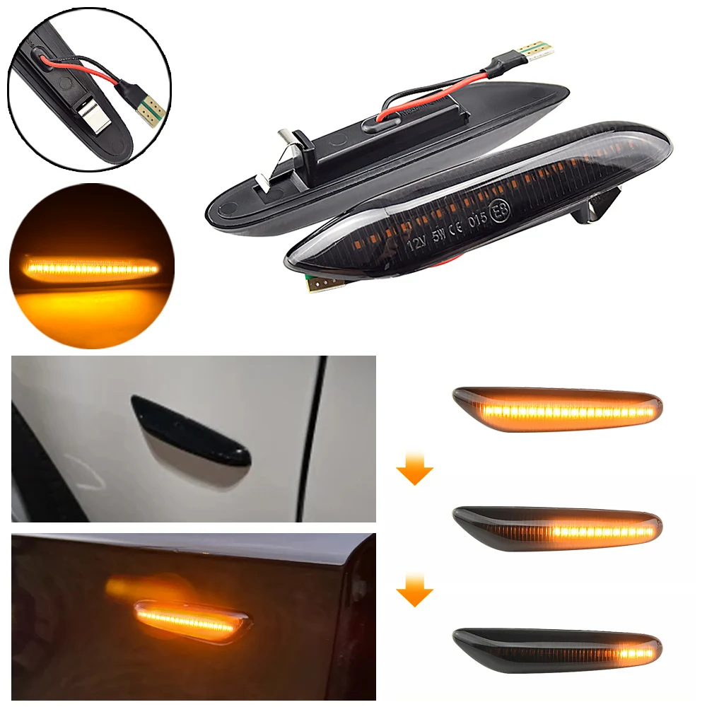 For BMW E90 E91 E92 E93 E60 E87 E82 E46 2Pieces Led Dynamic Side Marker ...