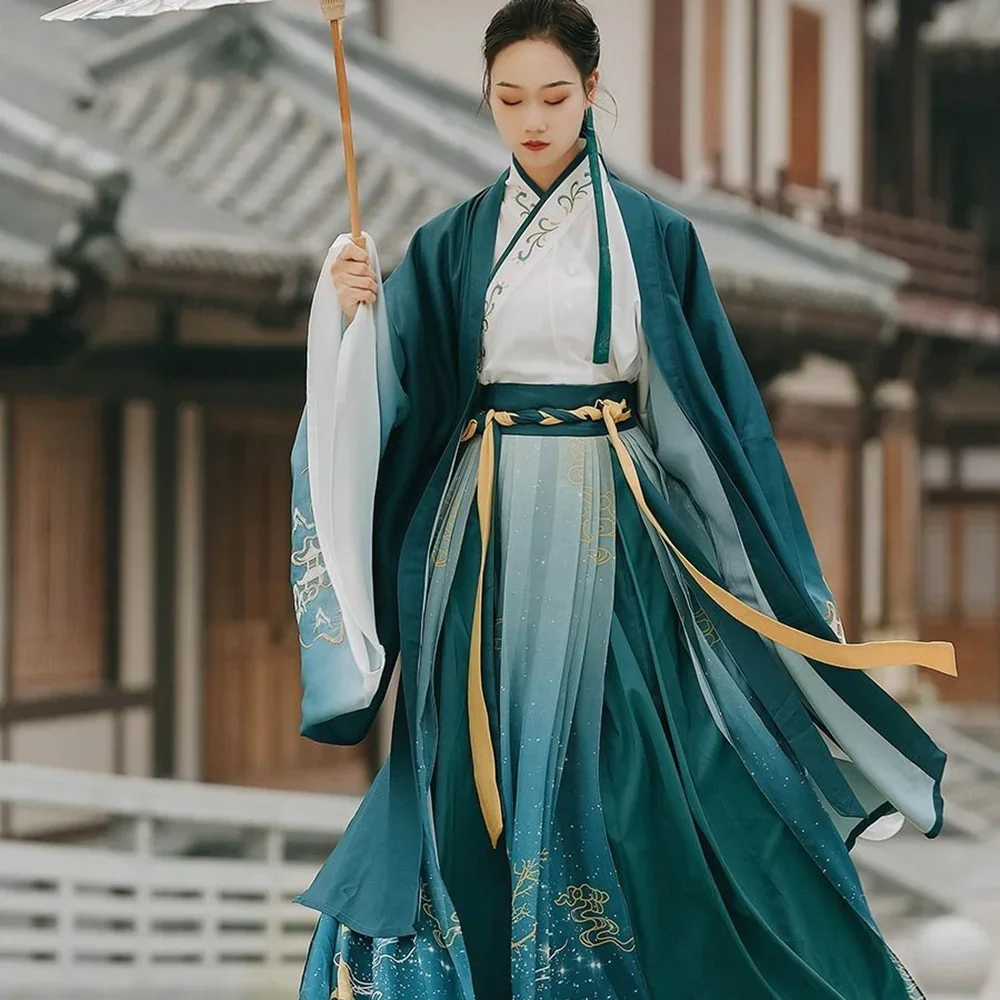Ropa-Hanfu-bordada-en-verde-degradado-para-mujer-Hanfu-conjunto ...