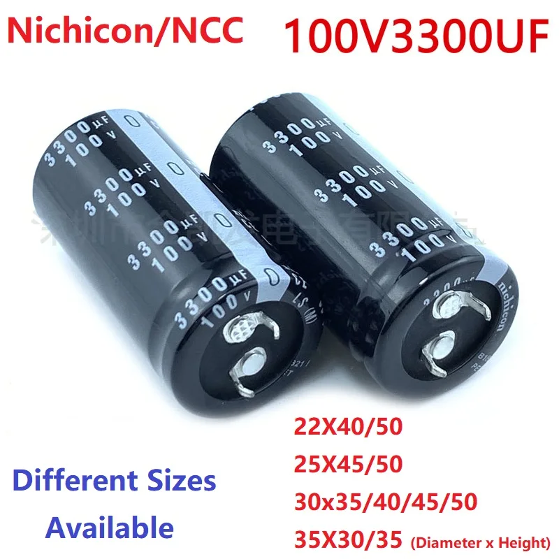 2Pcs-Lot-Japan-Nichicon-NCC-3300uF-100V-100V3300uF-22X40-50-25X45-50 ...