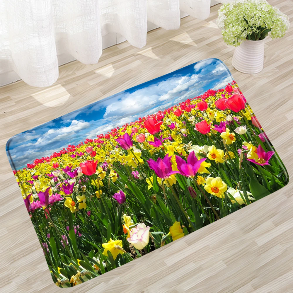Garden-Bathroom-Rug-Mat-Colorful-Flowers-Forest-Bath-Rugs-Anti-Slip ...