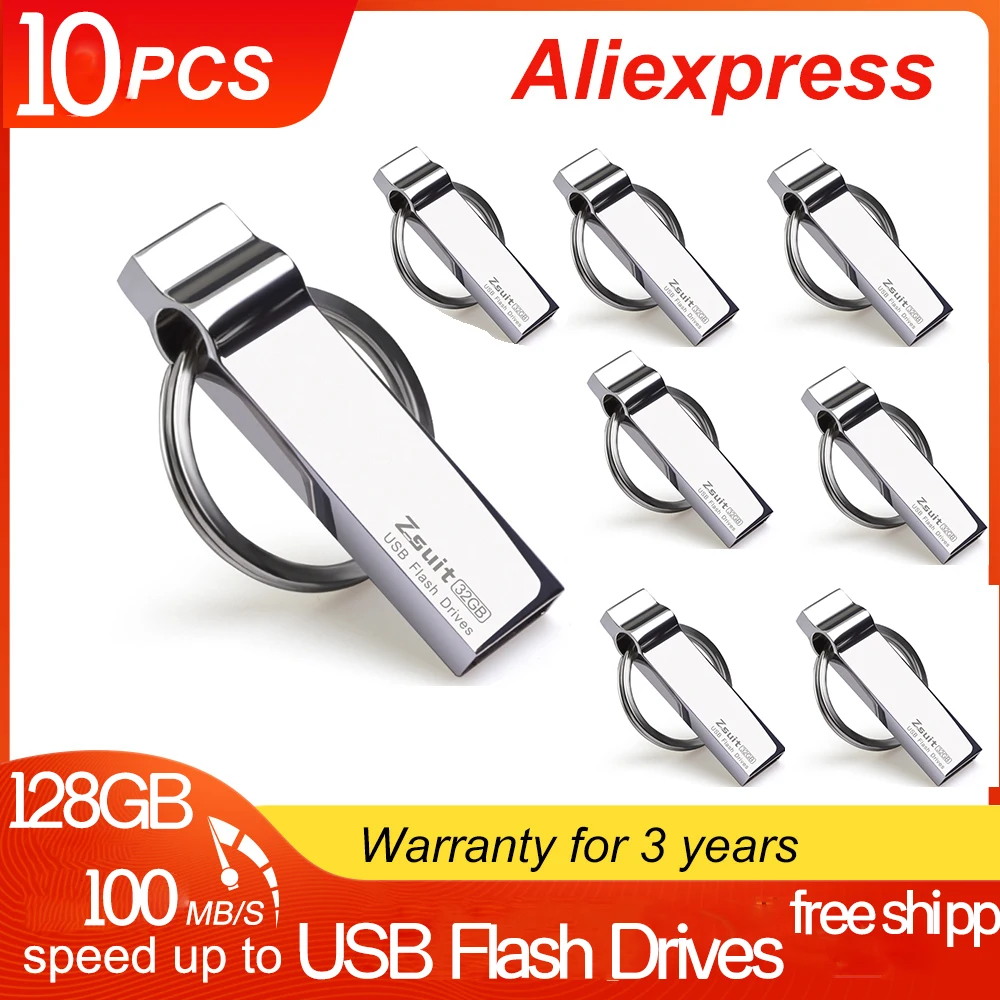 10Pcs-Lot-USB-Flash-Drives-4GB-Waterproof-Pendrive-64gb-Metal-Memory ...