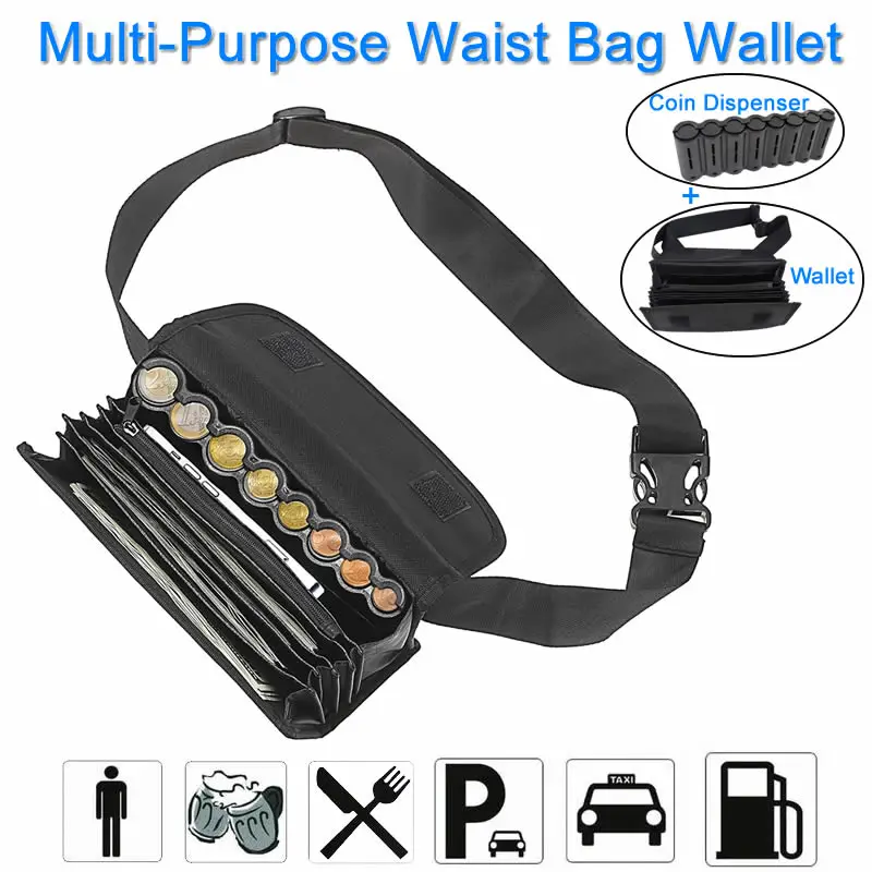 Multi-Pocket-Waist-Bag-Wallet-With-Euro-Coin-Dispenser-Waiter-Purse ...