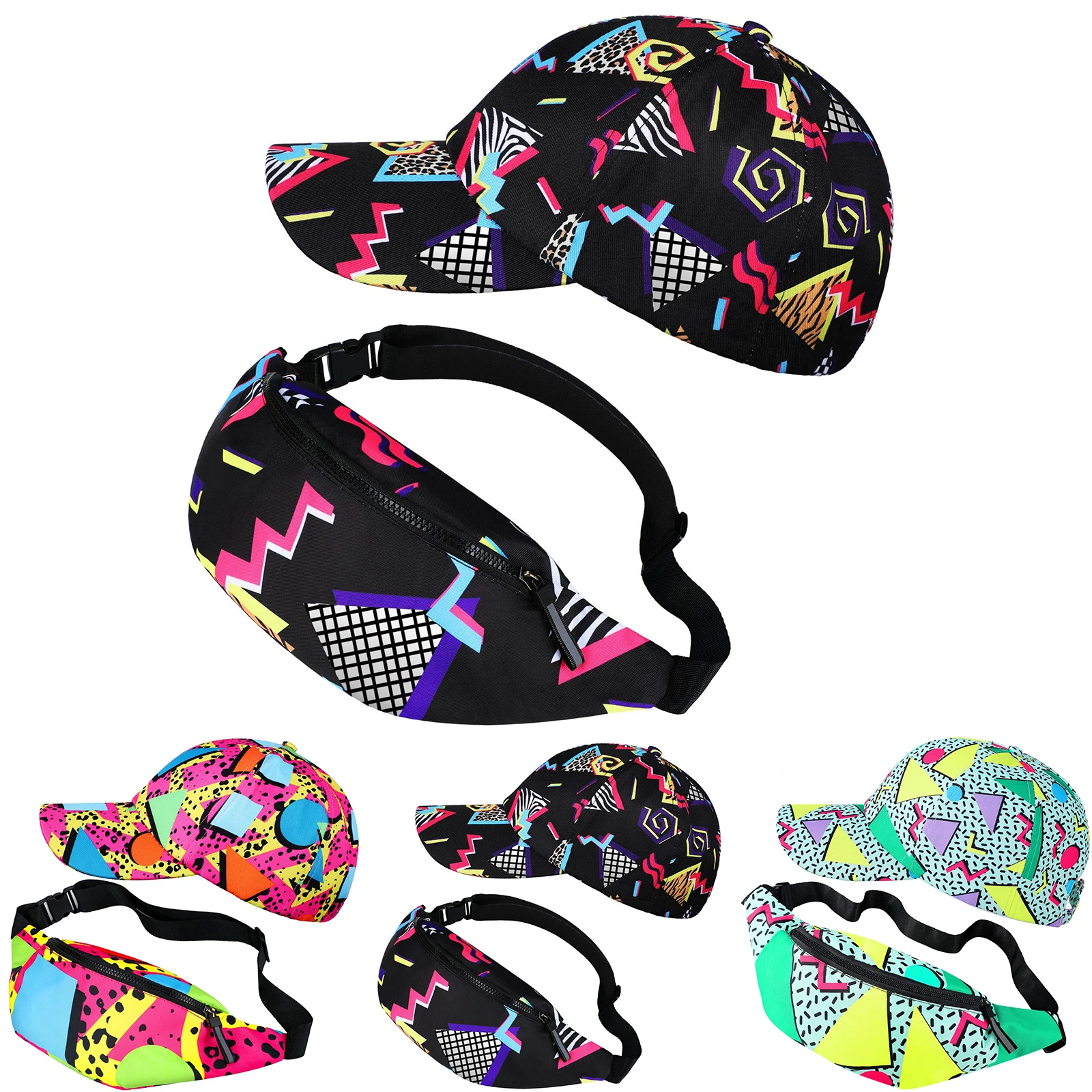 2-Pcs-80s-90s-Fanny-Pack-for-Women-Men-90s-Adjustable-Waist-Bag-Retro ...