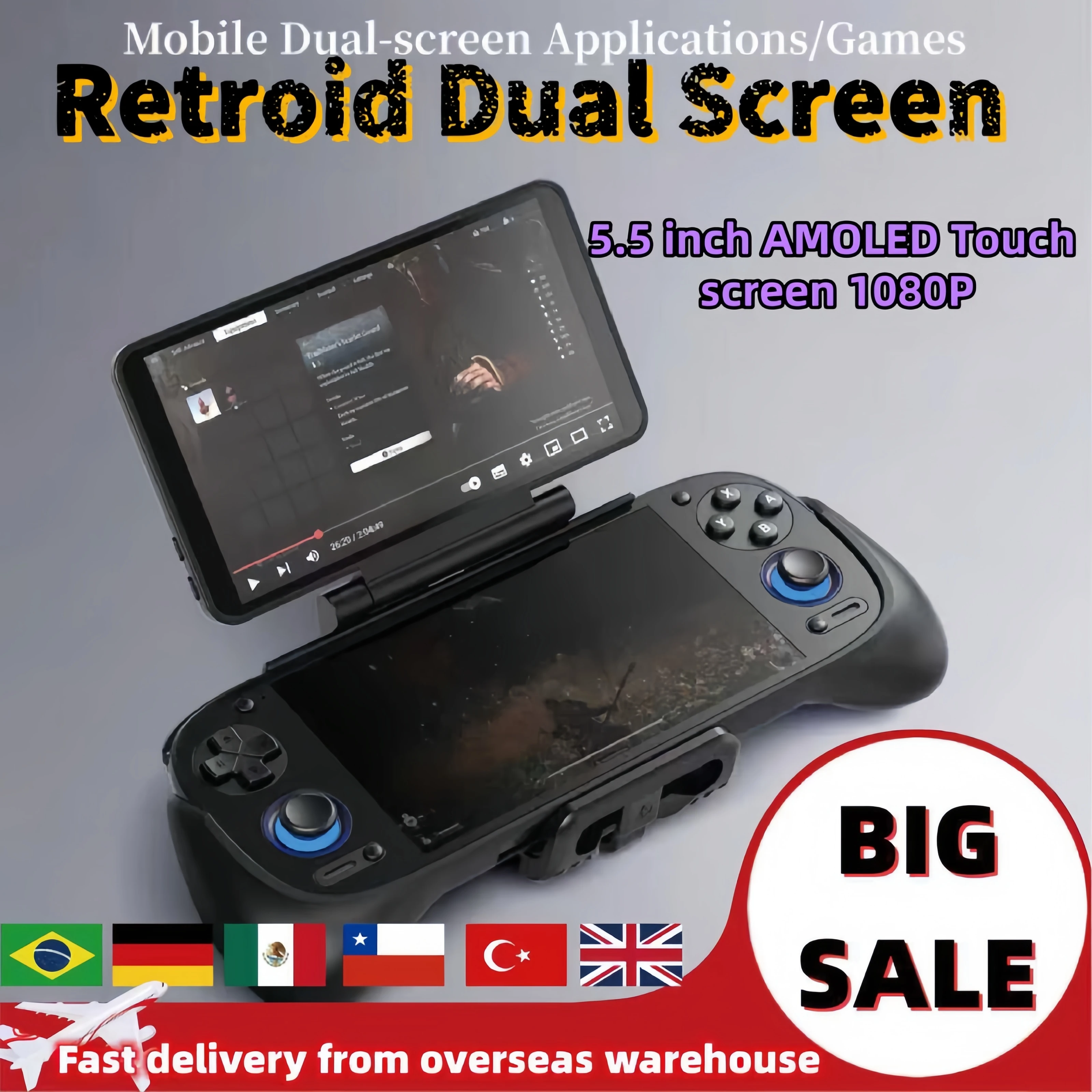 Pantalla Dual Retroid para Retroid Pocket 5 RP4Pro/RP Mini/RP MiniV2 ...