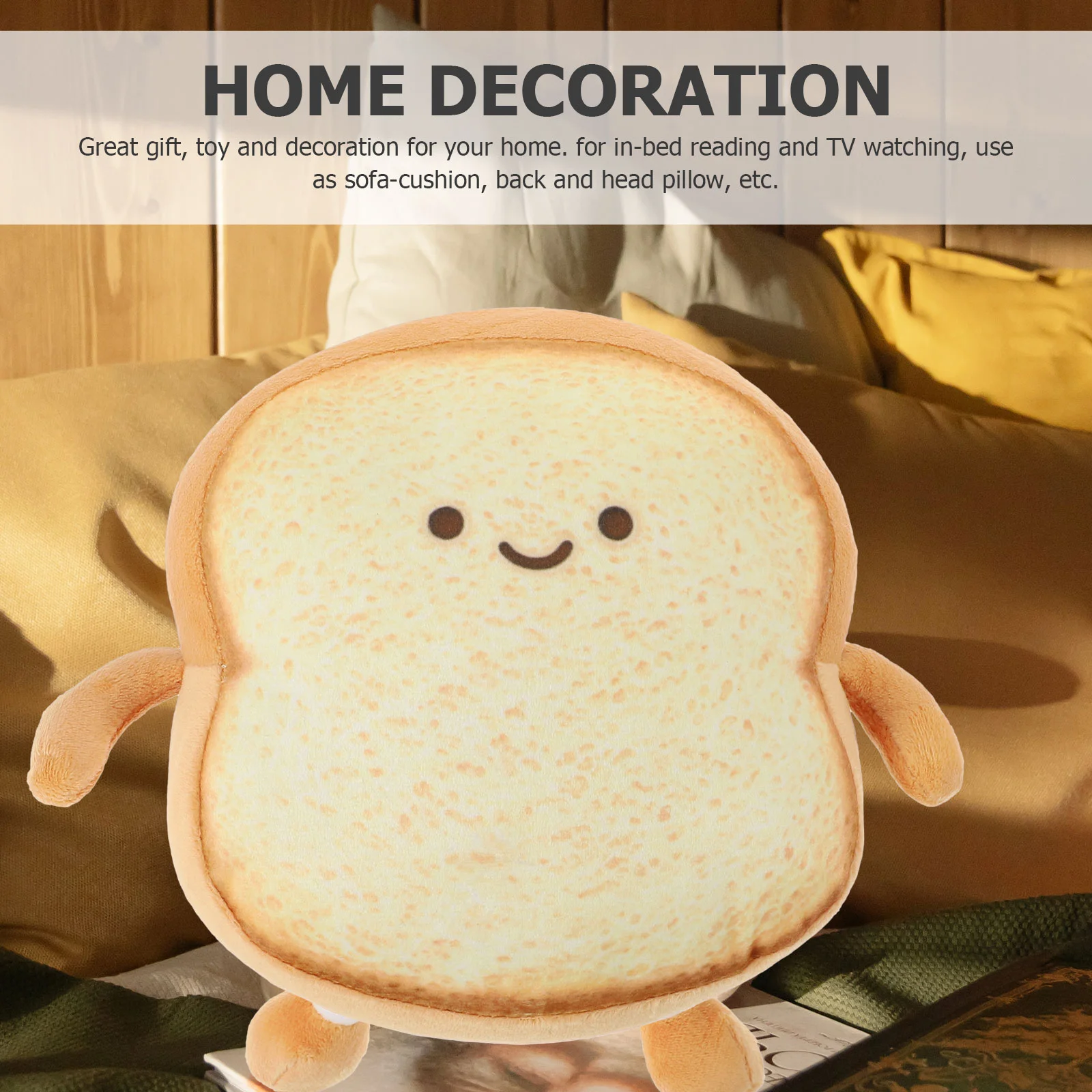 1pc Toast Bread Pillow Sofa Cushion Decorative Home Bedroom Pillow Soft ...