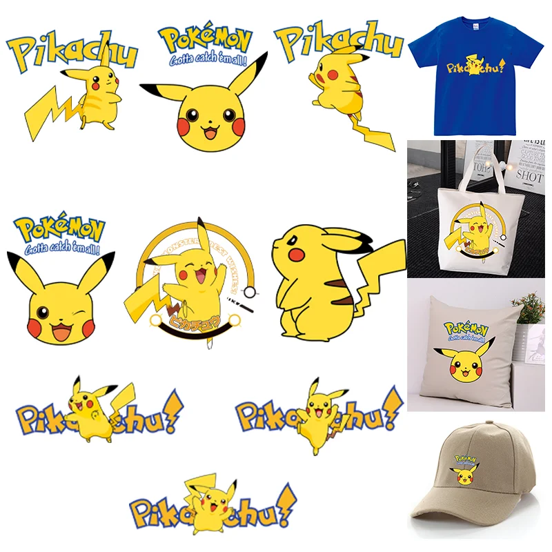 Personalized Cute Pikachu Heat Adhesive Patches for Clothes DIY Vinyl ...