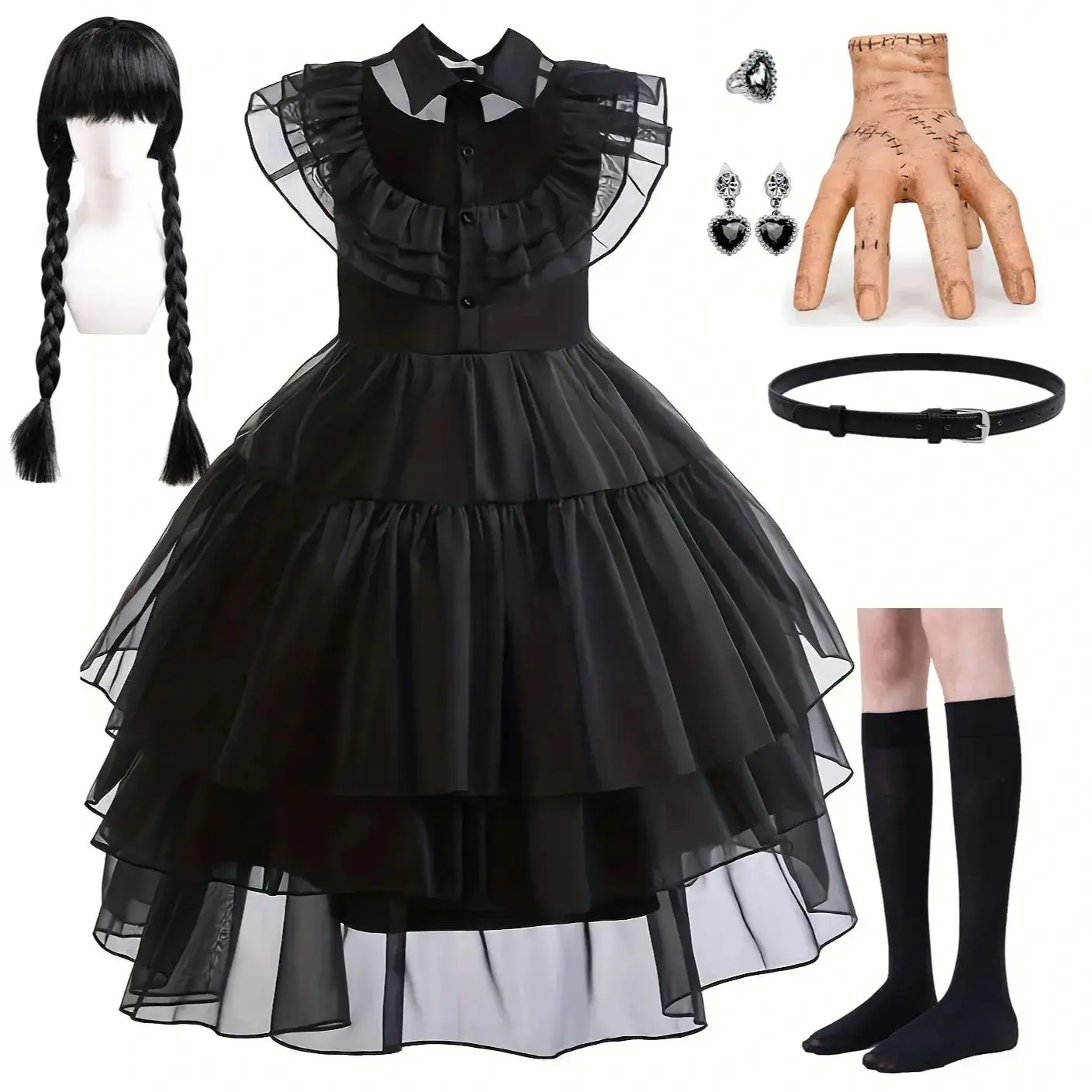 Weirdo-Family-Gothic-Black-Ball-Gown-for-Girls-Ruffled-Prom-Dress ...