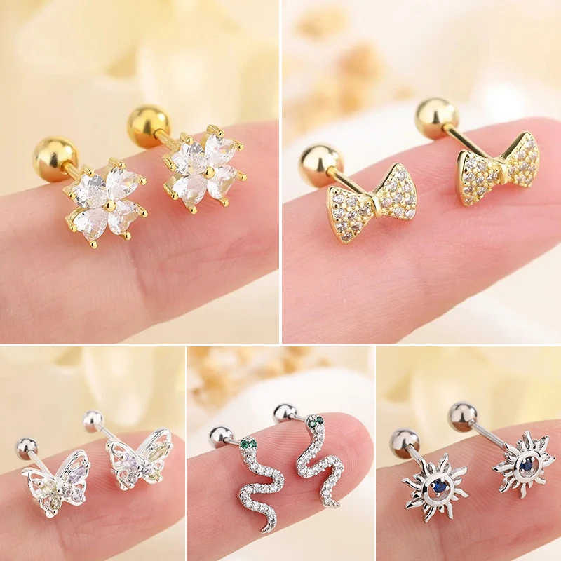 Pendientes-de-circonita-para-mujer-aretes-peque-os-de-cart-lago-fino ...