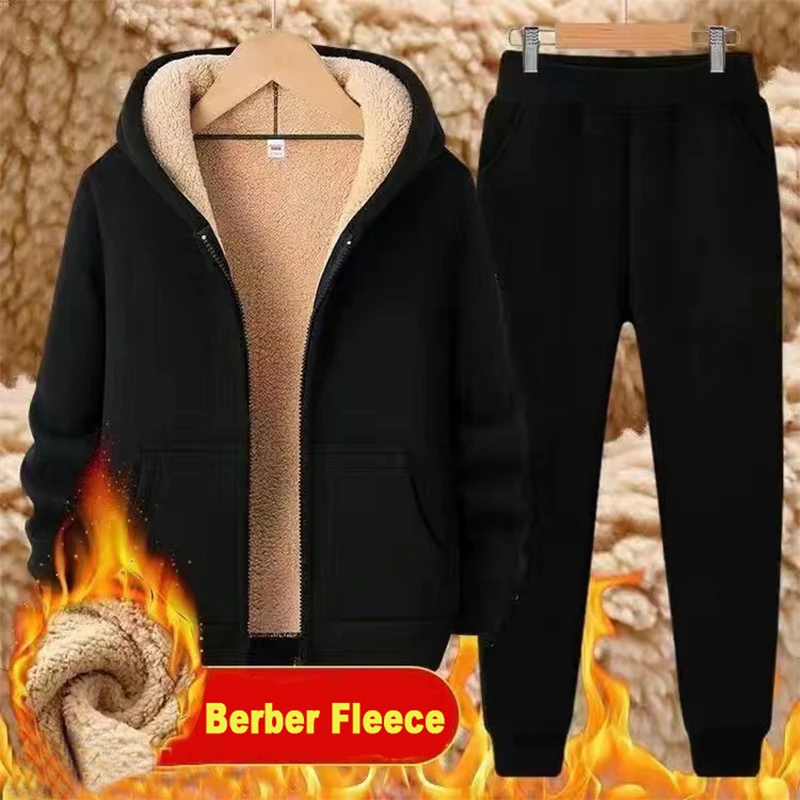 Conjunto-de-treino-Cashmere-cordeiro-masculino-moletom-com-capuz-quente ...